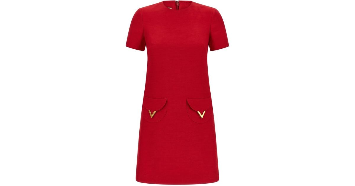 Valentino Garavani V Dress Dresses in Red | Lyst UK
