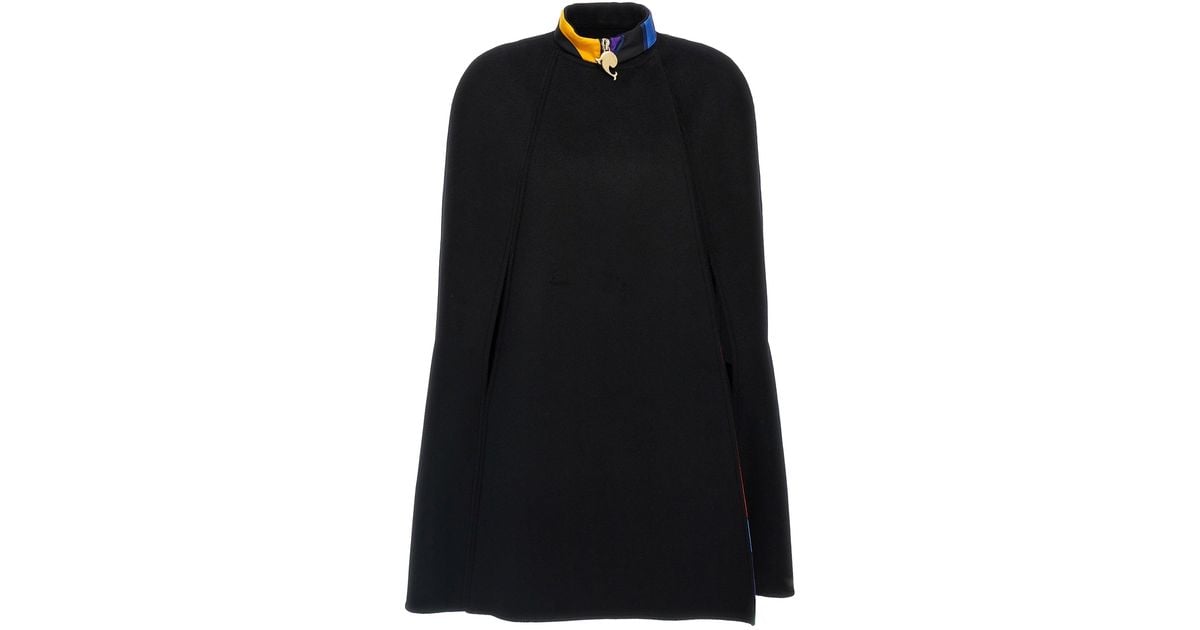 Emilio Pucci Wool Cape Capes in Black | Lyst