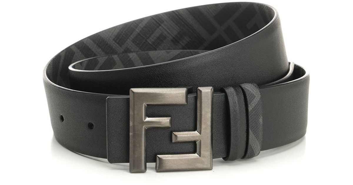 Fendi Reversible Belt With Thin Squared Ff Buckle in Black for Men | Lyst