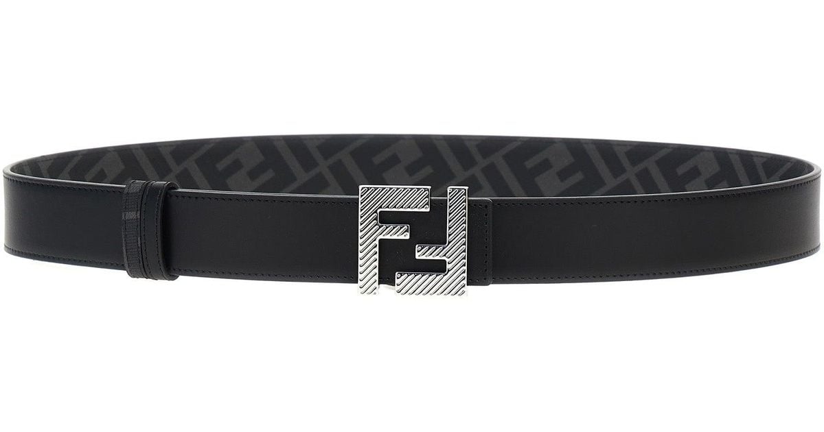 Fendi 'Ff' Reversible Belt in Black for Men | Lyst