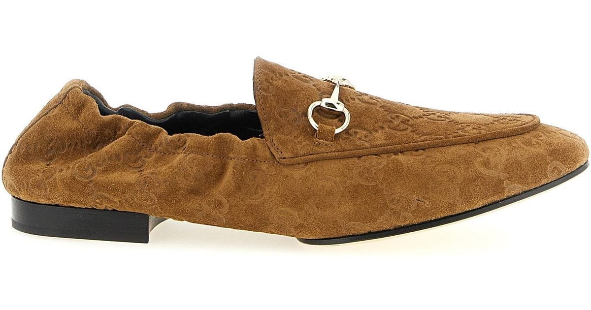 Gucci Gg Suede Loafers in Brown | Lyst UK