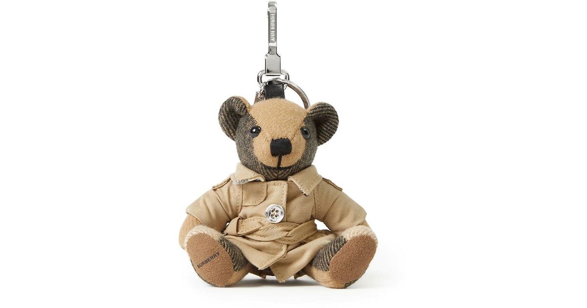 Burberry Key Ring With Double Metal Hook And Iconic Cashmere Charm With ...