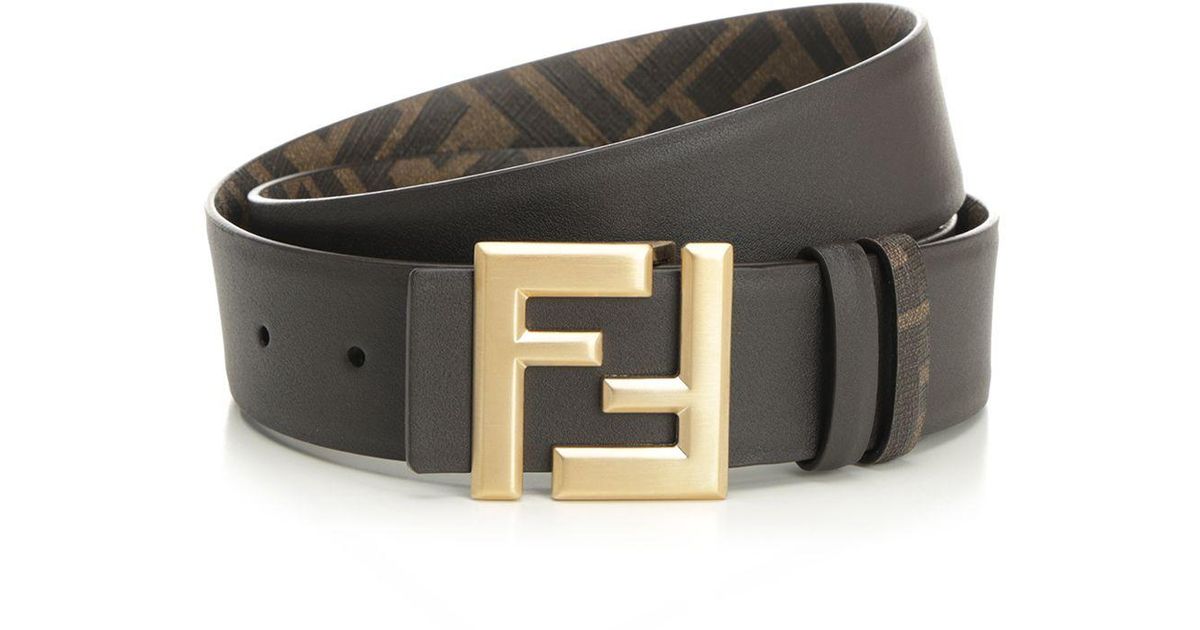 Fendi Reversible Belt With Thin Squared Ff Buckle Belts in Black for Men | Lyst