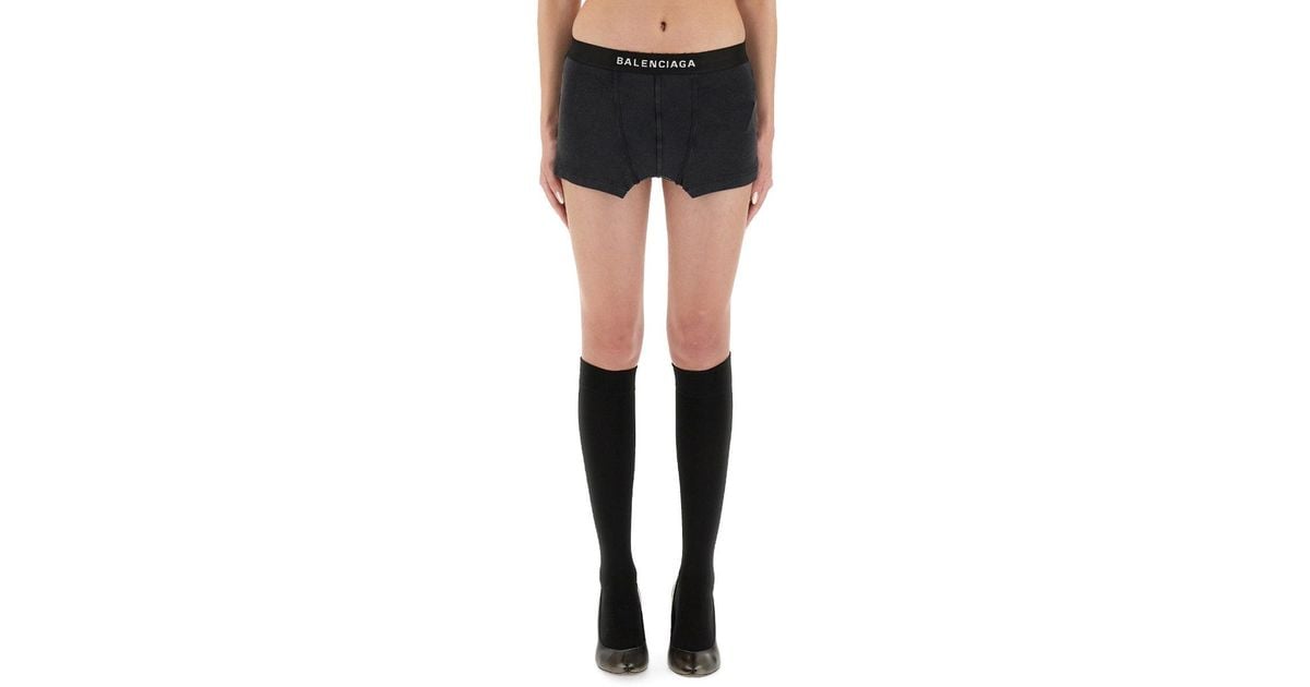 Balenciaga "Cut Off" Boxer Style Skirt in Black | Lyst UK