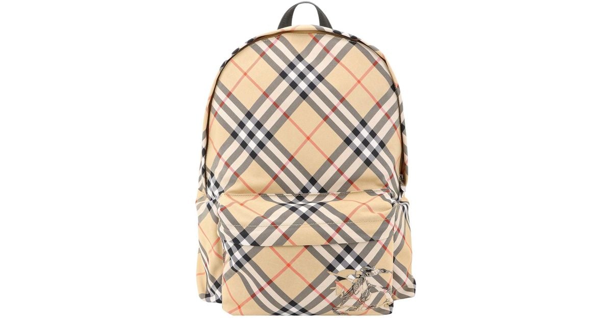 Burberry Nylon Backpack With Check Print And Ekd Patch in Grey for Men ...