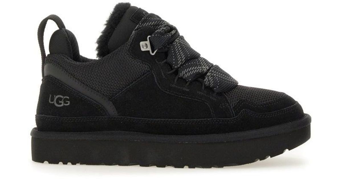 UGG Low-Top Leather And Textile Sneakers With Rubber Sole in Black | Lyst