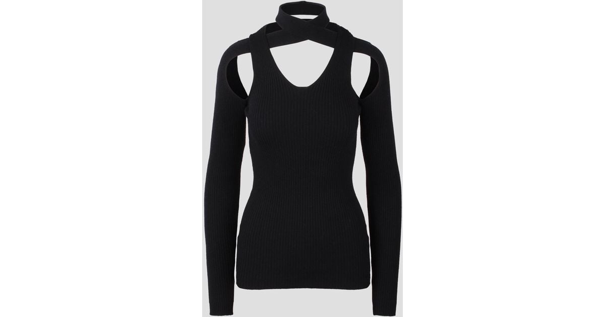 Atomo Factory Twisted Neck Rib Sweater in Black | Lyst