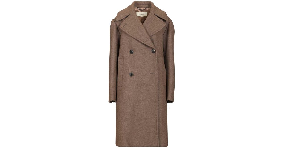 Dries Van Noten Oversized Double-Breasted Coat in Brown | Lyst UK