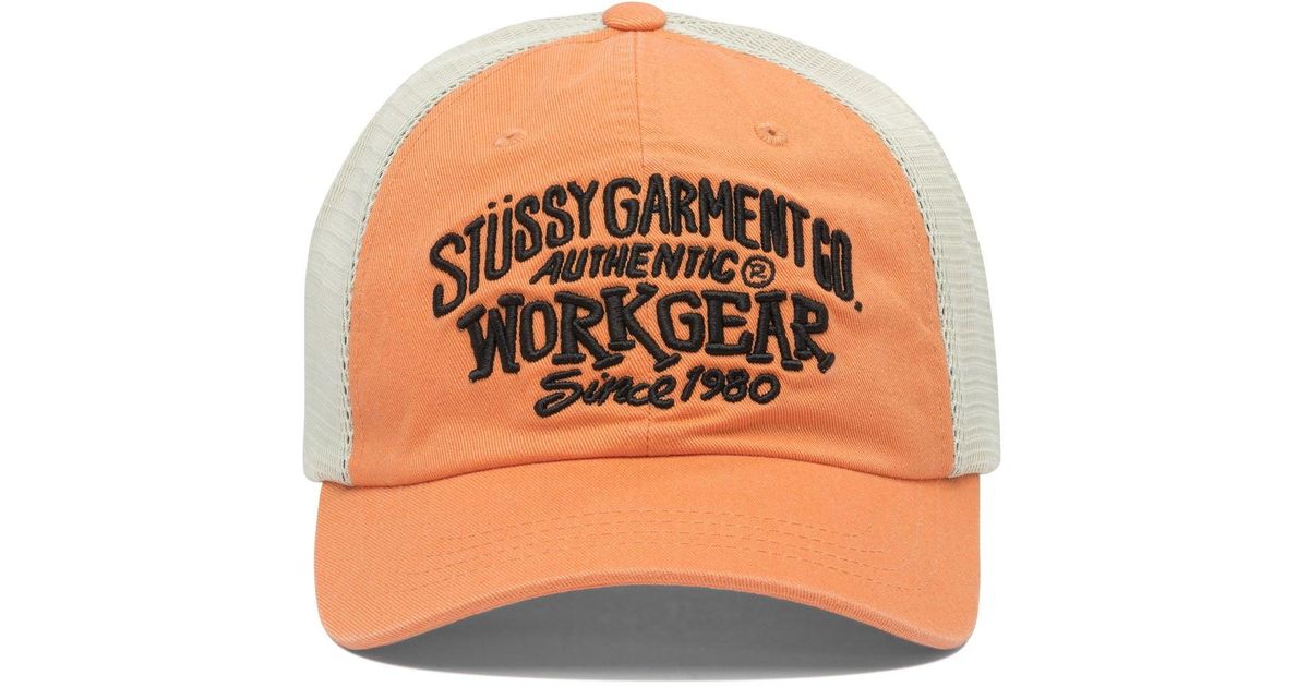 Stussy Low Profile Workgear Strapback Cap in Orange for Men | Lyst