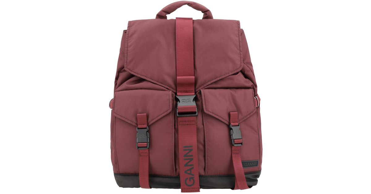 Ganni Recycled Tech Backpack in Red | Lyst