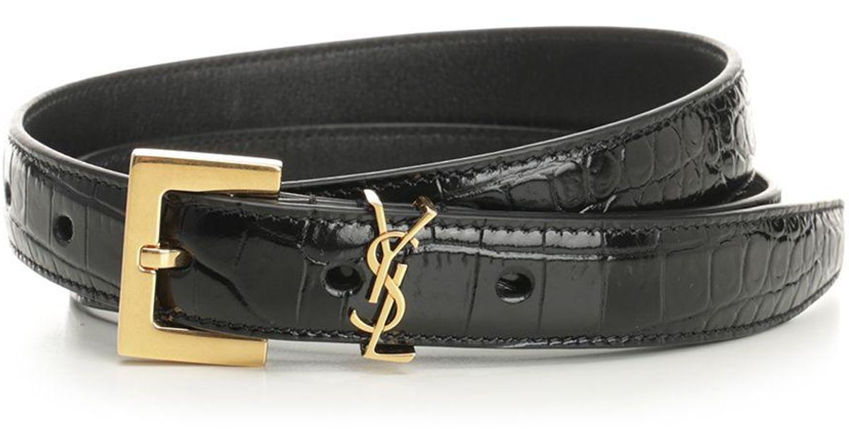 Saint Laurent Ysl Logo Belt in Grey | Lyst UK