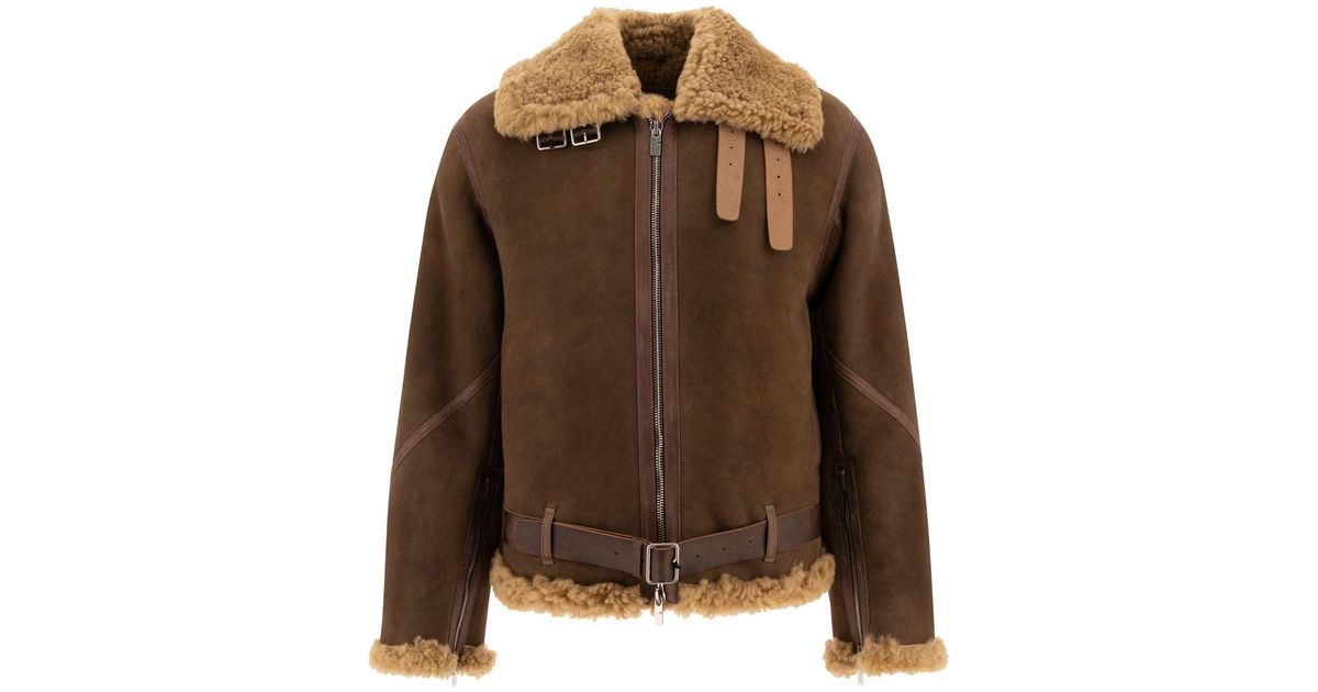Burberry Shearling Aviator Jacket Jackets in Brown for Men | Lyst UK