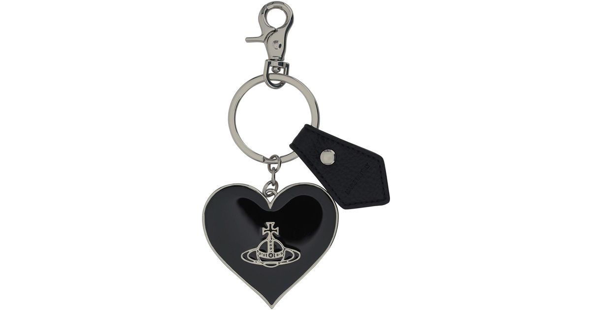 Vivienne Westwood Mirror Heart Orb Keyrings in Black | Lyst