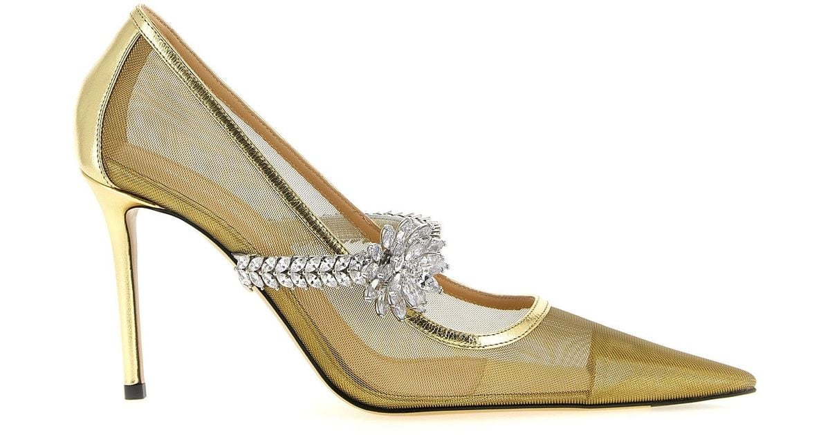 Mach & Mach Lotus Flower Pumps Gold in Metallic | Lyst UK