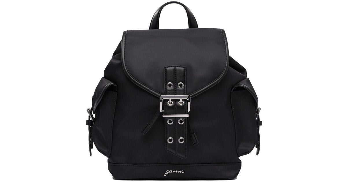 Ganni Bucky Backpack Small Nylon in Black | Lyst