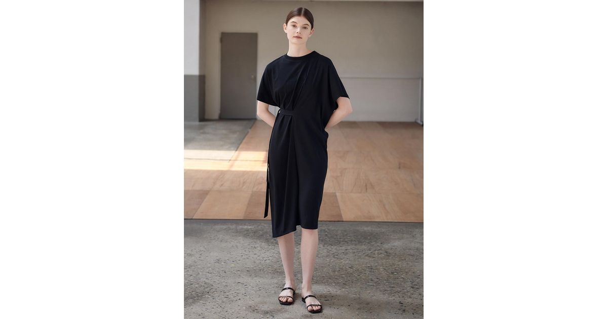 NILBY P Summer Draping Dress in Black | Lyst