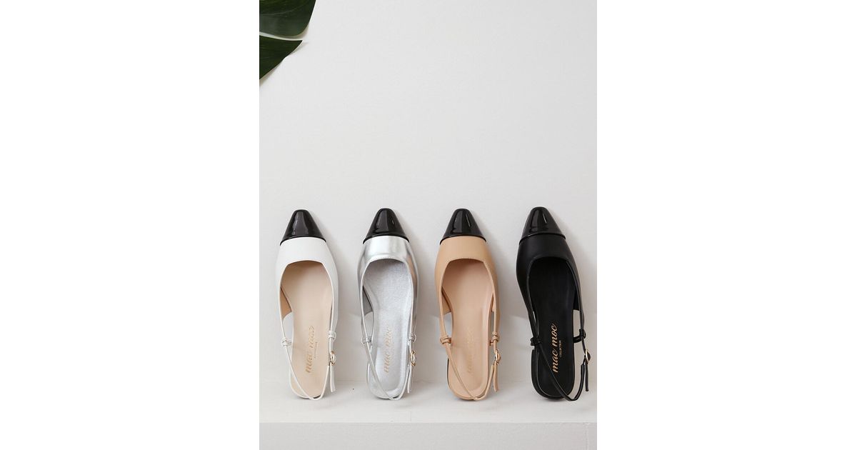 MAC MOC Leather Judy Semi-square Slingback Pumps in Silver (Metallic ...