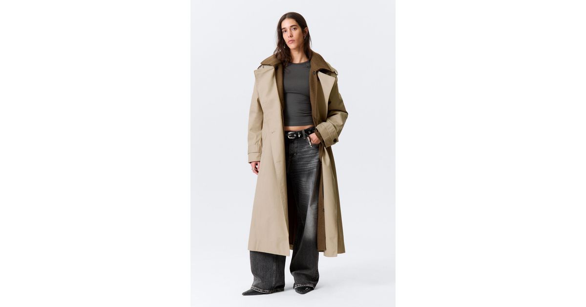 Weekday Oversized Trench Coat With Detachable Lining in Natural | Lyst UK