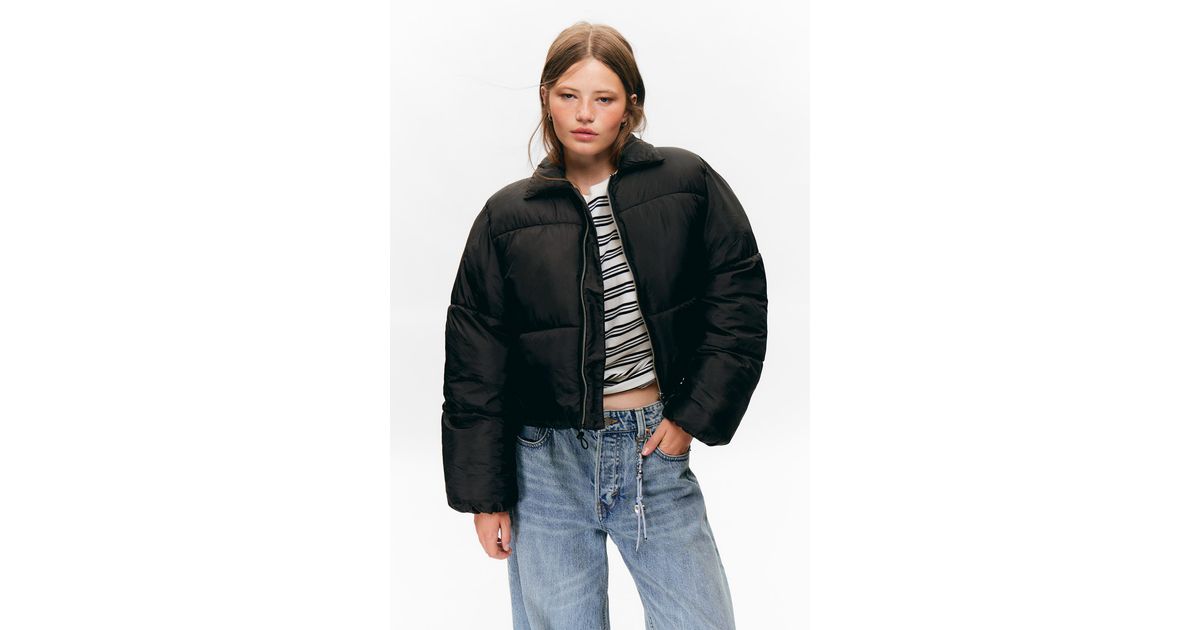 Monki Collared Puffer Jacket in Black | Lyst UK