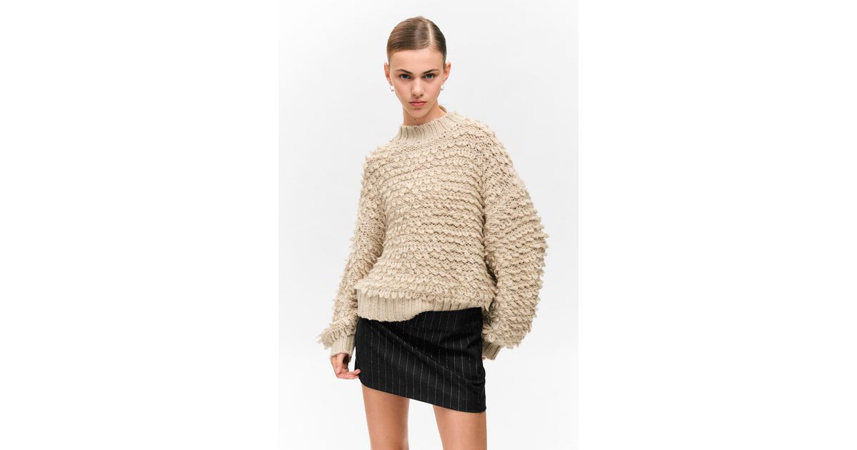 Monki Textured Loop Knit Sweater in Natural | Lyst UK
