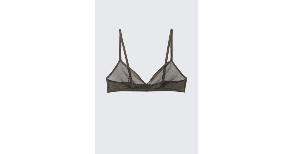 Weekday Mila Printed Mesh Triangle Bra in Black | Lyst UK