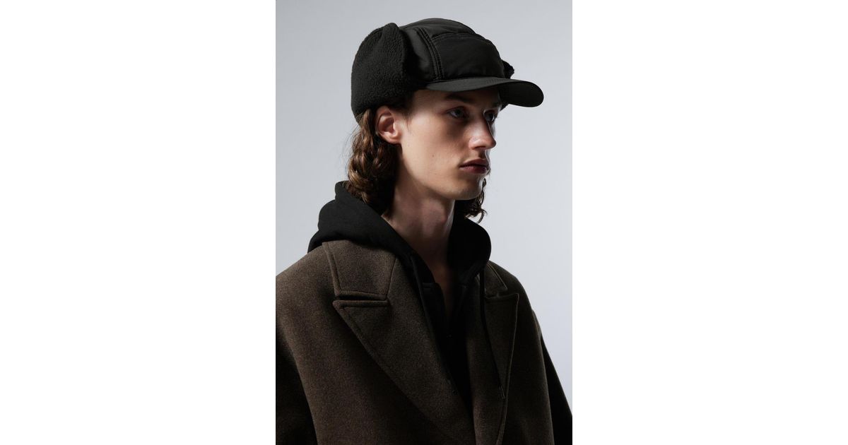 Weekday Flap Cap in Black | Lyst UK