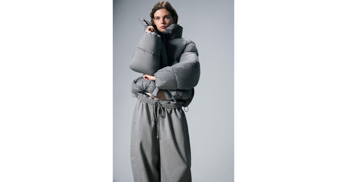 Weekday Short Oversized Puffer Jacket in Grey | Lyst UK