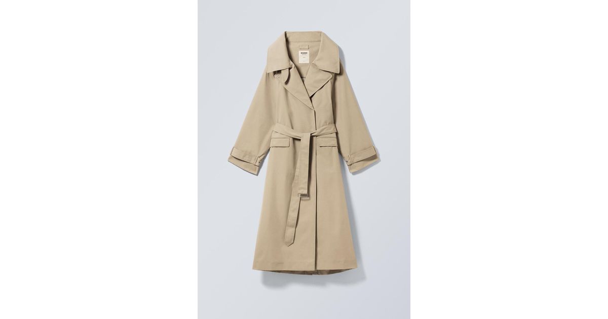 Weekday Oversized Double-Breasted Trench Coat in Natural | Lyst UK