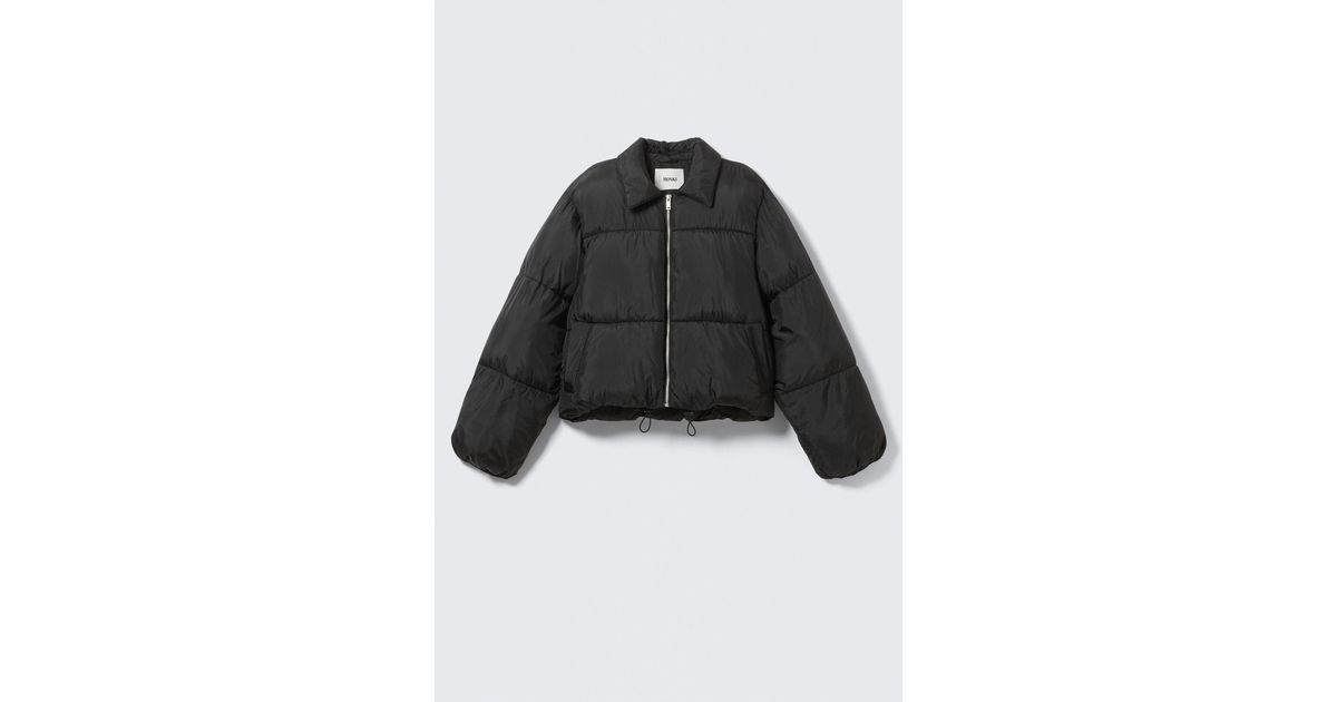 Monki Collared Puffer Jacket in Black | Lyst UK
