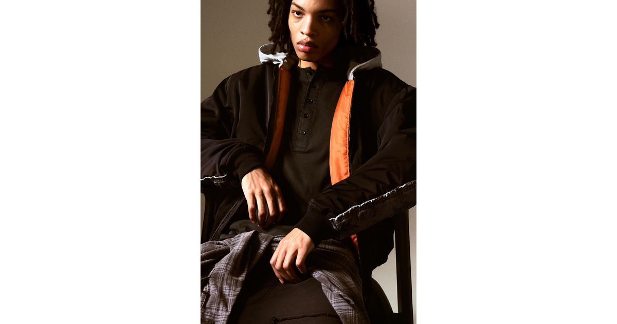 Weekday Loose Hooded Bomber Jacket in Black for Men | Lyst UK