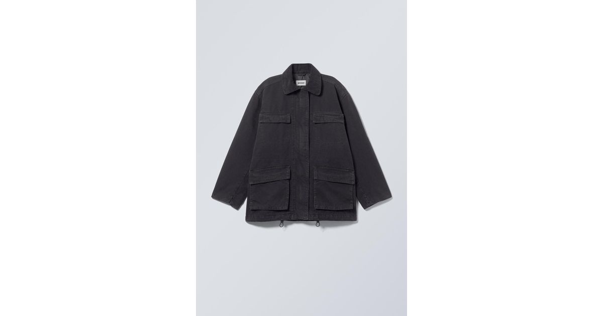 Weekday Luca Washed Parka Jacket in Black | Lyst UK
