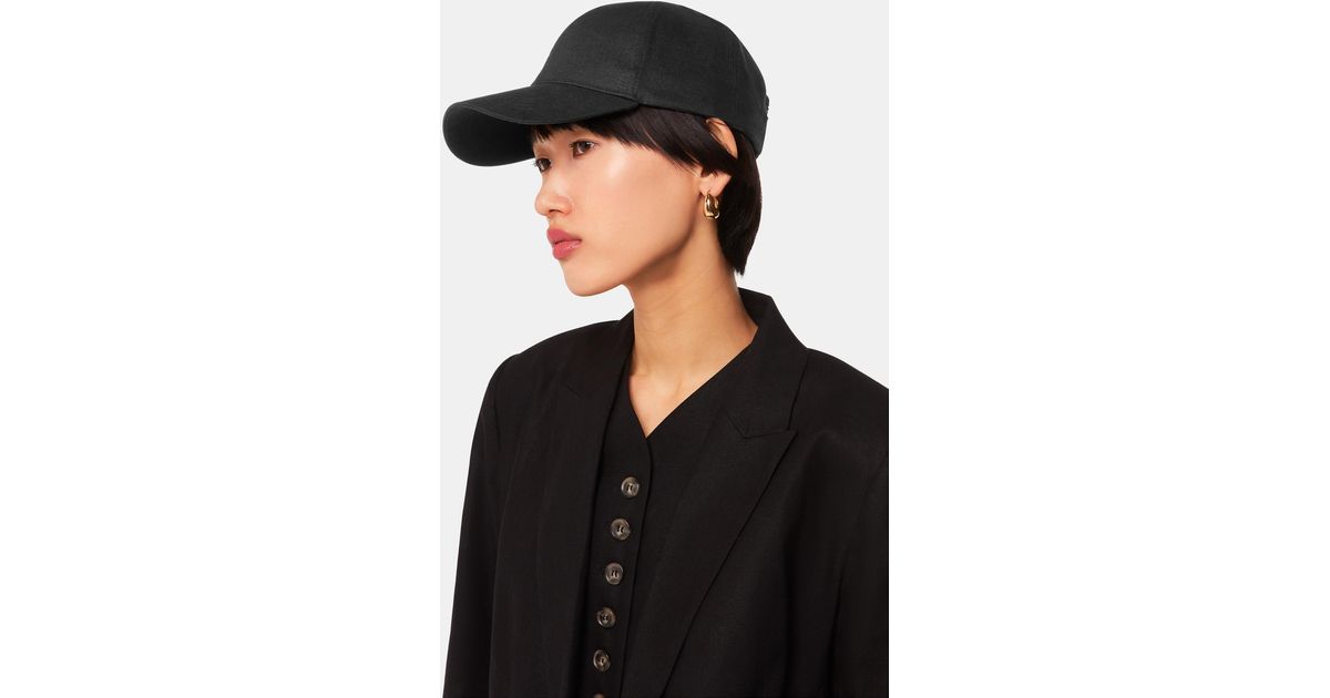 Whistles Linen Cap in Black | Lyst UK