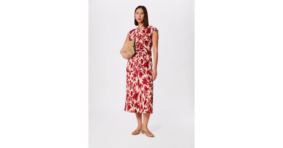 Whistles Blurred Floral Crepe Dress | Lyst UK