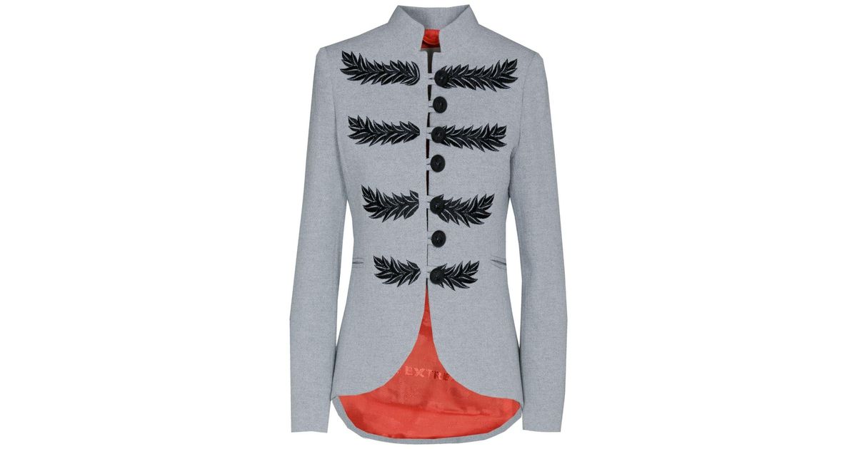 The Extreme Collection Pearl Blazer With Satin Collar And Elegant ...