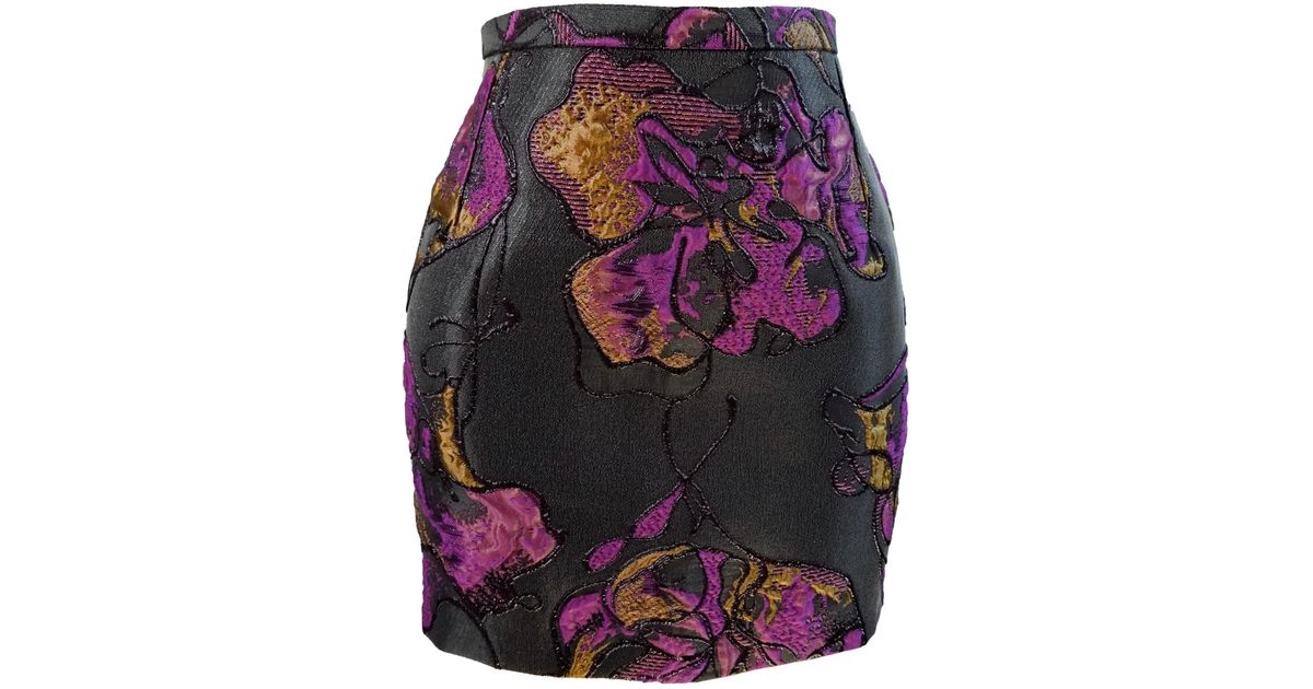 Verda London Metallic, Copper, Jacquard Mini Skirt in Purple | Lyst