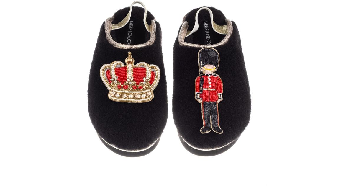 Laines London Flatform Cloud Closed Toe Slippers With Royal Crown ...