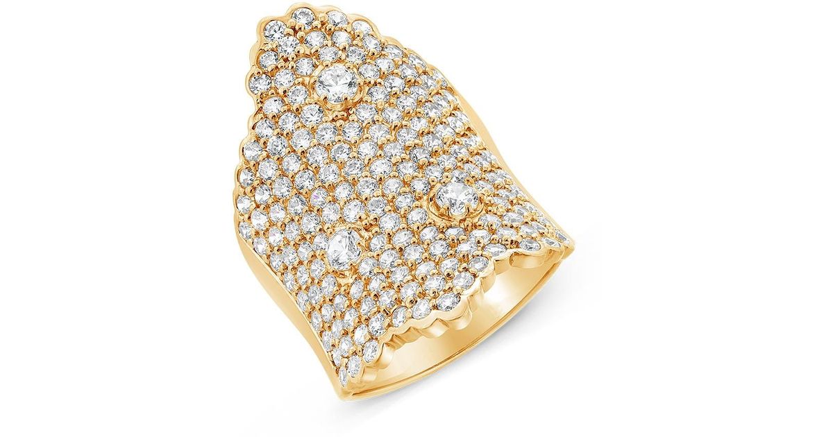 SALLY SKOUFIS Minx Ring With Made White Diamonds In Gold in Metallic | Lyst