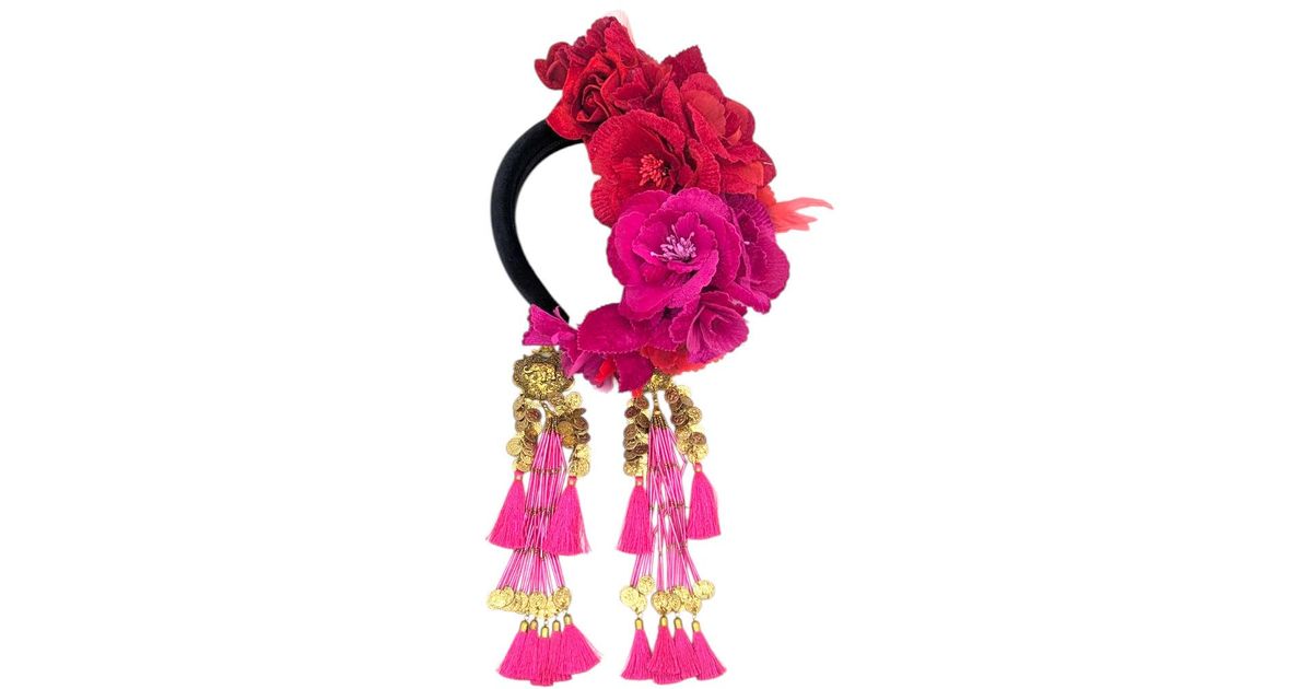 Julia Clancey Ruby Hotty Velvet Dream Bloom Flower Band in Pink | Lyst