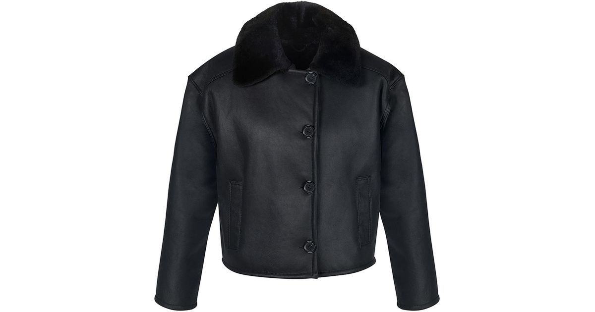 A&A Vesa Short Natural Shearling Jacket in Blue | Lyst UK