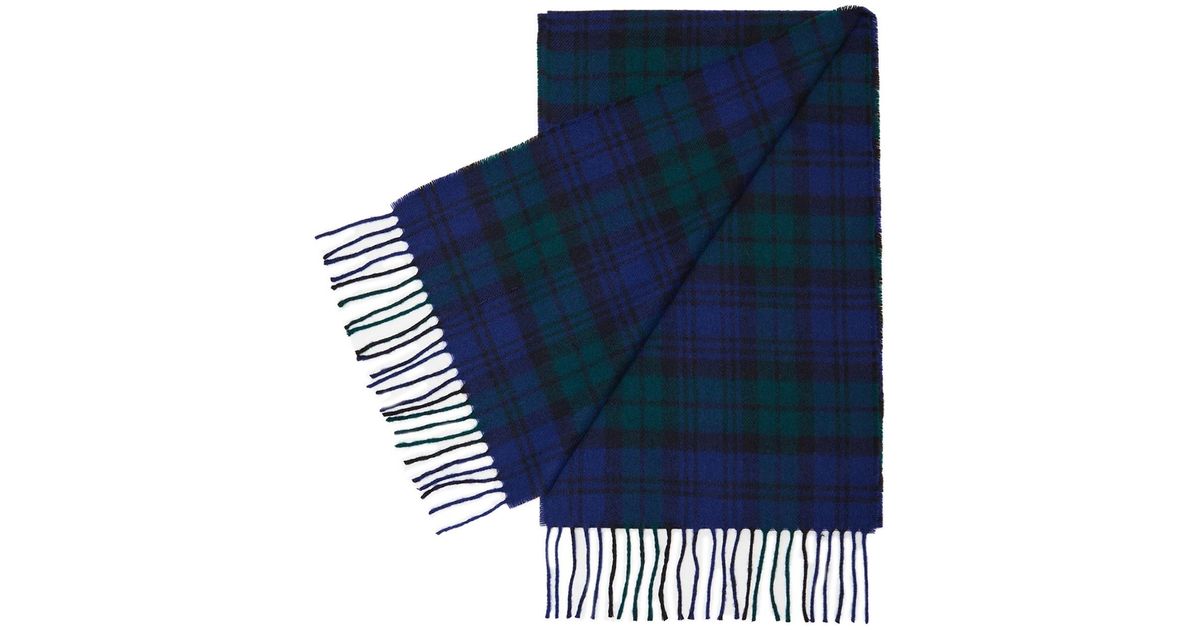 Hegarty Tartan Lambswool Scarf in Blue for Men | Lyst UK