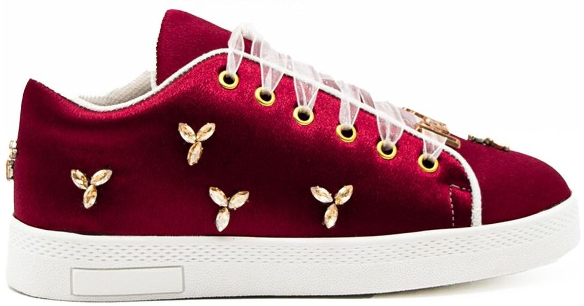 Rettrose The Hadley Luxury Ruby Satin Handmade Embellished Tennis Shoe ...