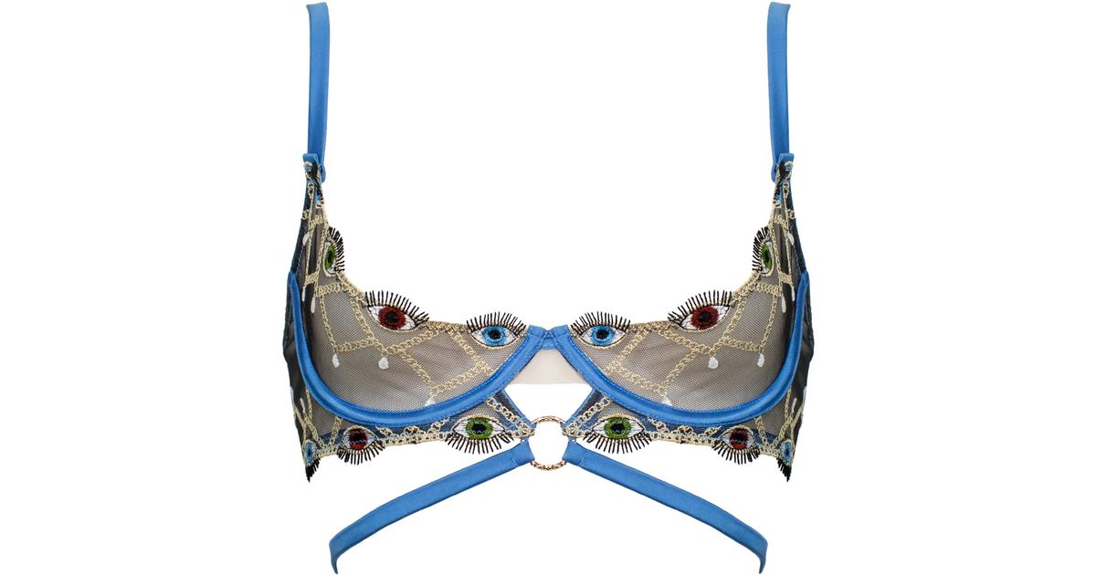 Studio Pia Leonora Harness Quarter Cup Bra in Blue | Lyst UK