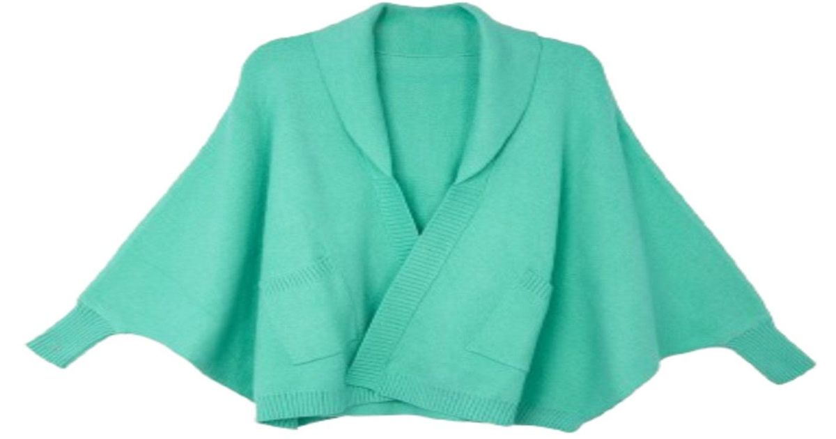 Saachi Open Front Oversize Aqua Cardigan in Green | Lyst UK