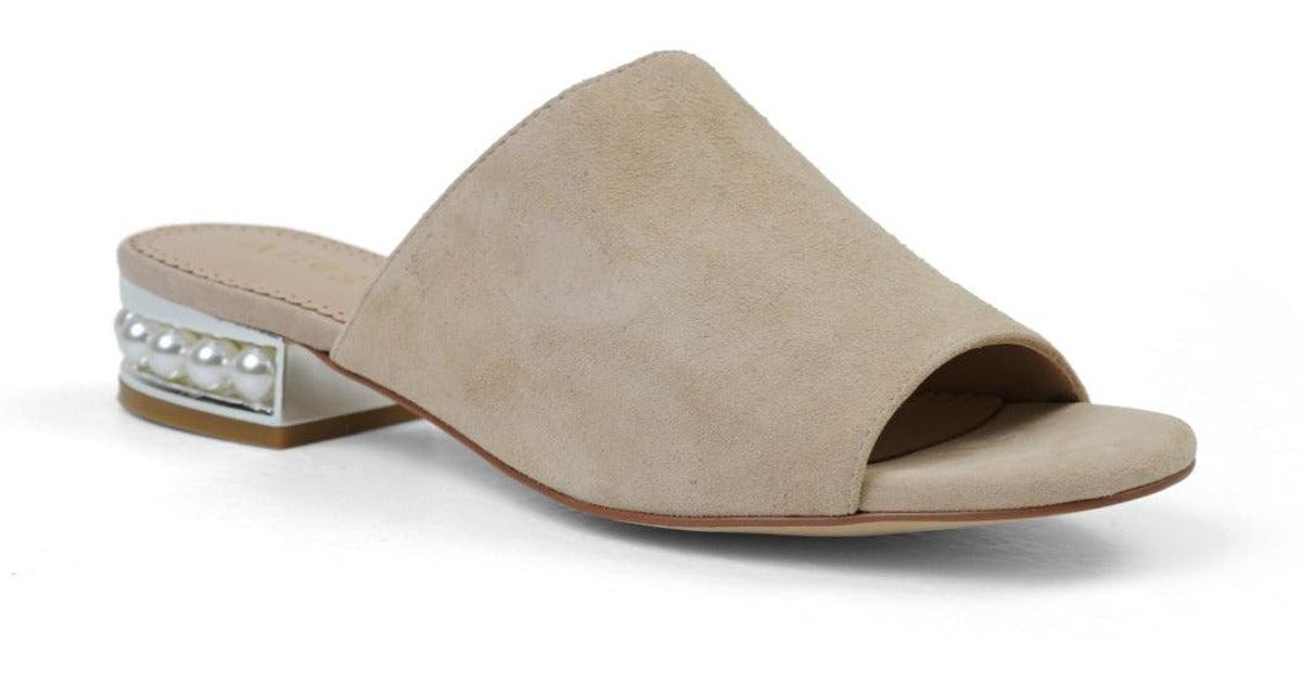 Allegra James Neutrals Blanche Suede Party Evening Low Heel Mule in ...