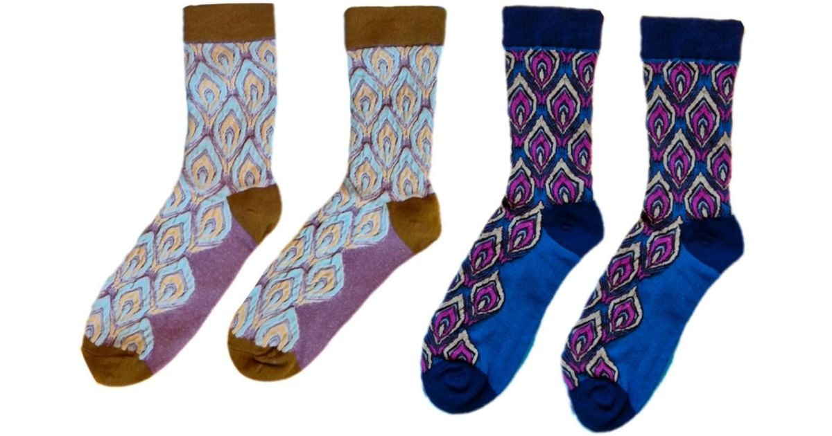 Suki Wang London Peacock Plume Cotton Sock Bundle in Blue | Lyst