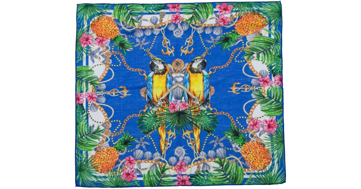 Perlavera 'Romy Parrot Small Silk Scarf in Blue | Lyst