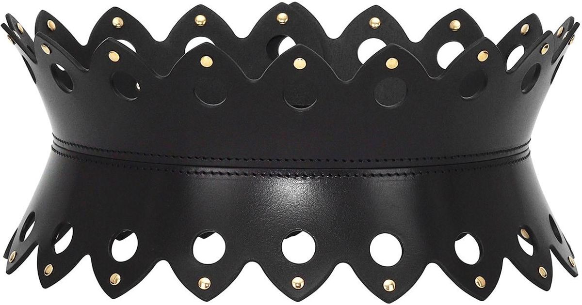 Haute Cuir Embellished Feuille Hourglass Belt in Black | Lyst