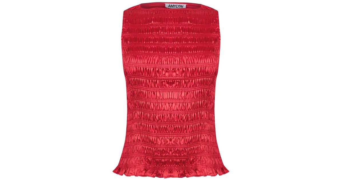 Amy Lynn Sonya Satin Top in Red | Lyst UK