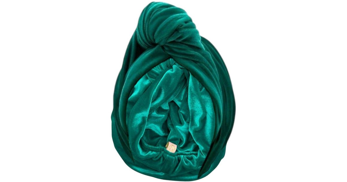 Julia Clancey Classic Madam Jade Velour Turban in Green | Lyst UK