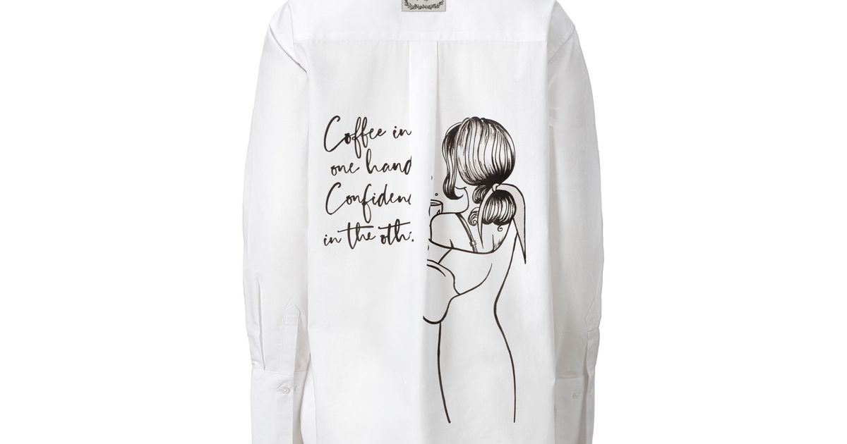 Mad&Len Coffee Confidence Oversized Shirt in White | Lyst UK